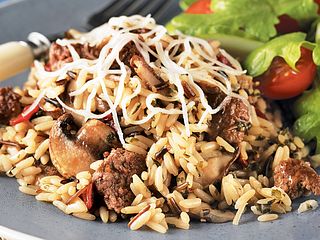 Beef, Wild Rice and Mushroom Bake
