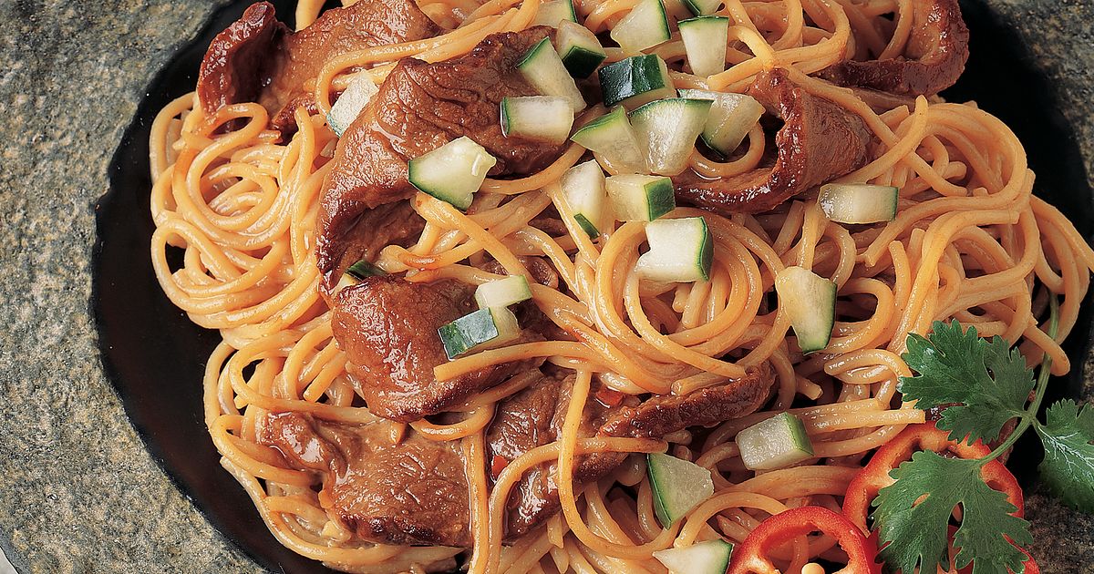 Beef & Pasta with Asian Peanut Sauce | Beef Loving Texans | Beef Loving ...