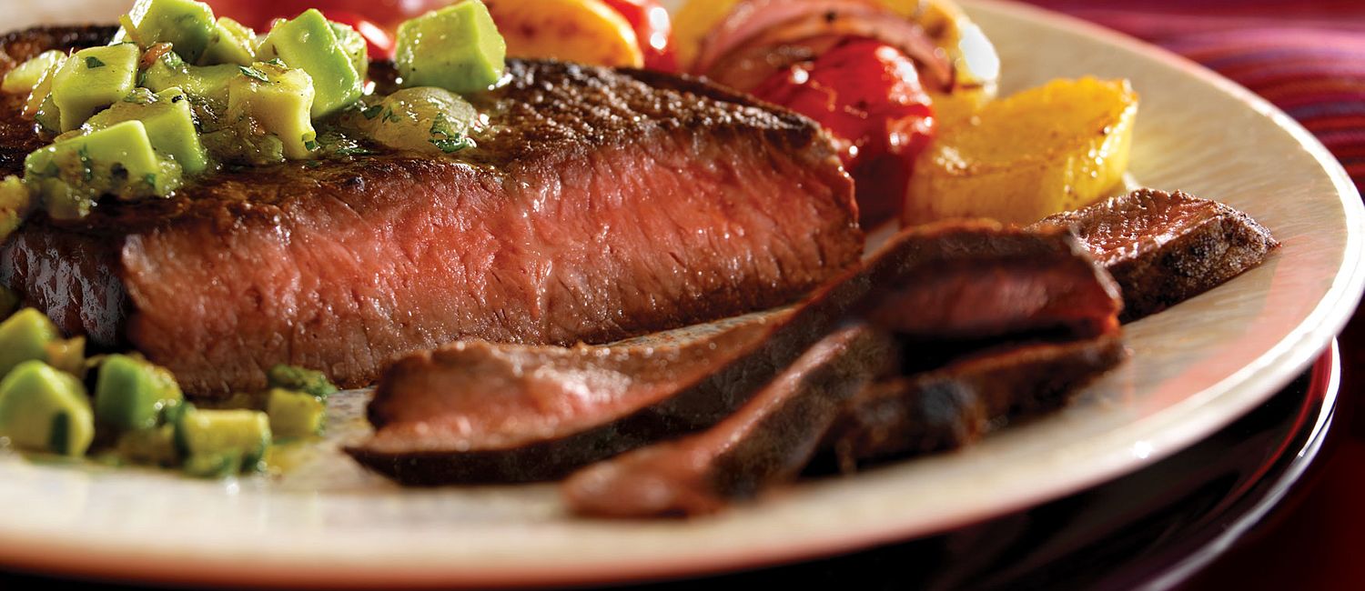 Cumin-Rubbed Steaks with Avocado Salsa Verde | Beef Loving Texans