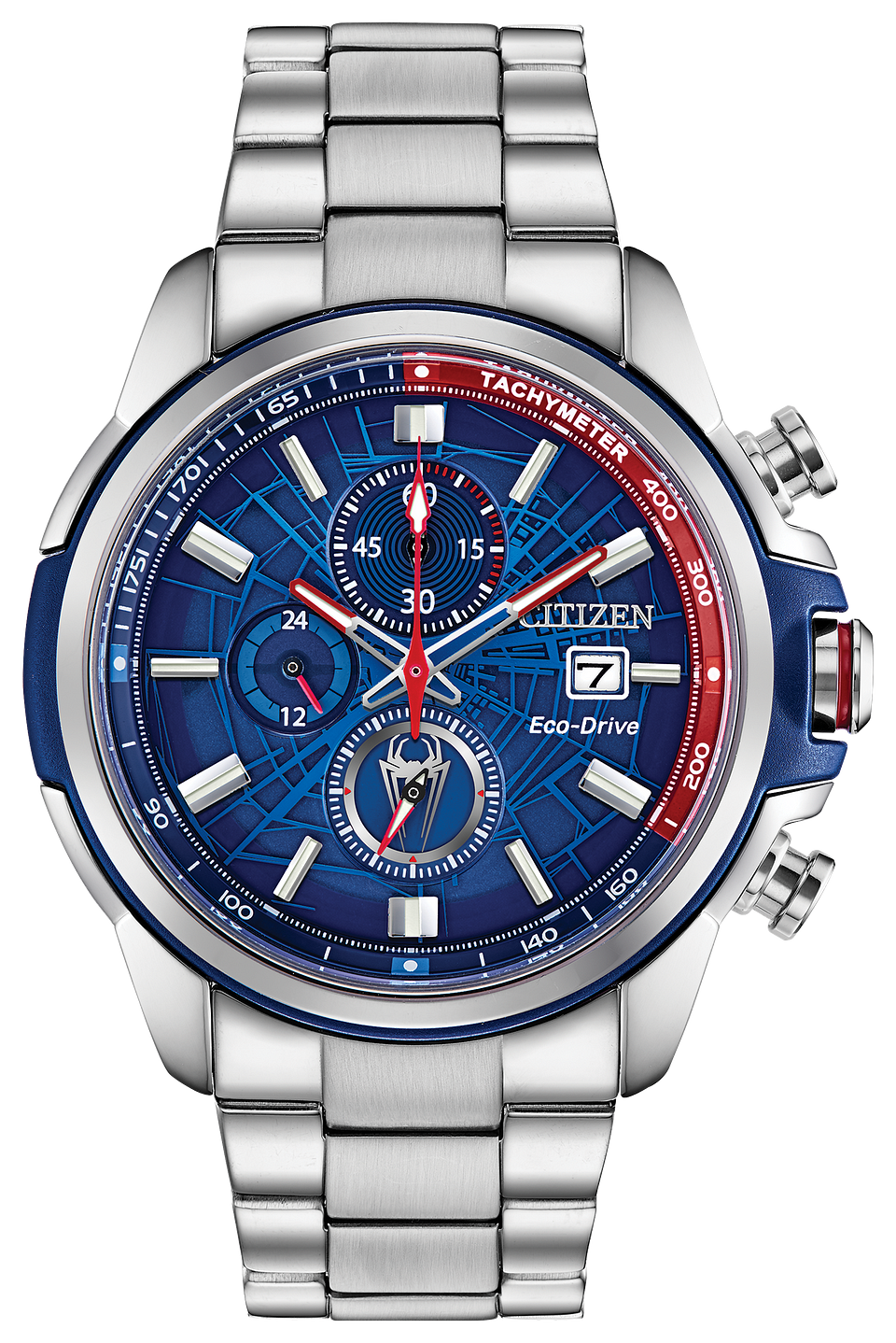 Citizen Spider-Man Eco-Drive Blue Dial Stainless Steel Watch | Citizen