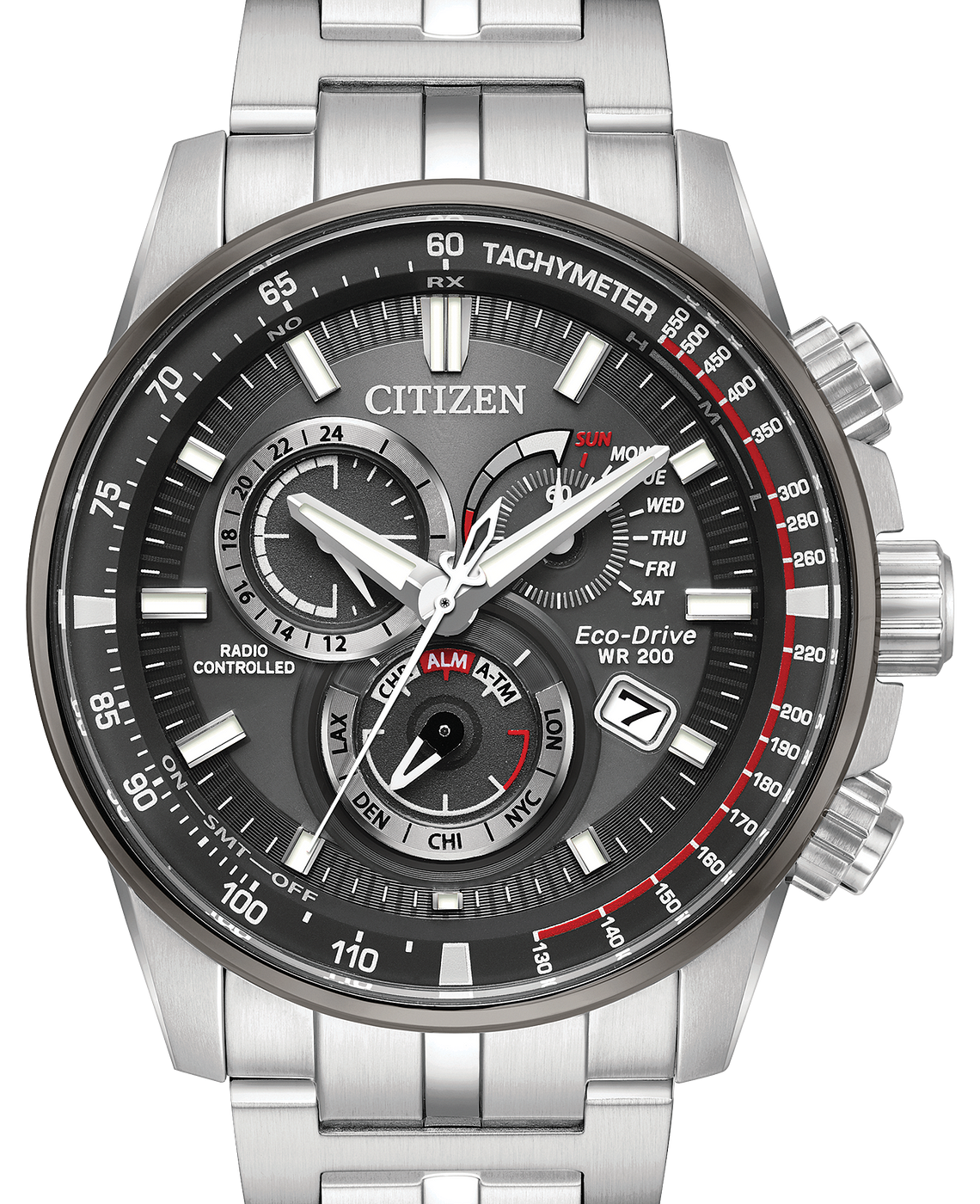 PCAT - Men's Eco-Drive AT4129-57H Steel Chronograph Date Watch | Citizen