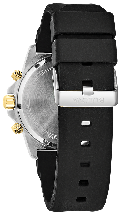 Men's Gold Two-Tone Chronograph Black Strap Marine Star Watch | Bulova