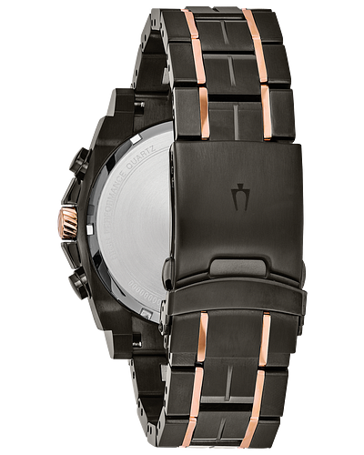 Bulova Precisionist Rose Gold Tone Black Diamond Dial Watch | Bulova
