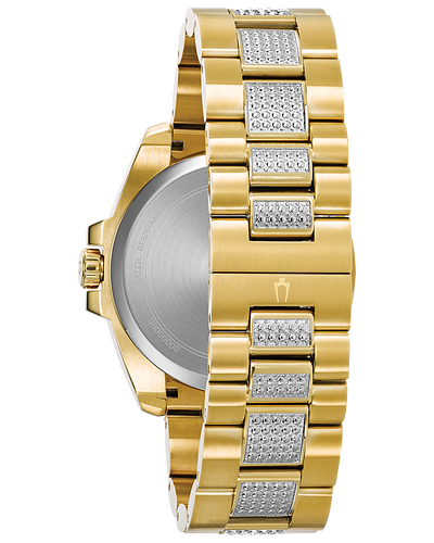 Bulova Octava Men's Gold Blue Dial Swarovski Crystal Watch | Bulova