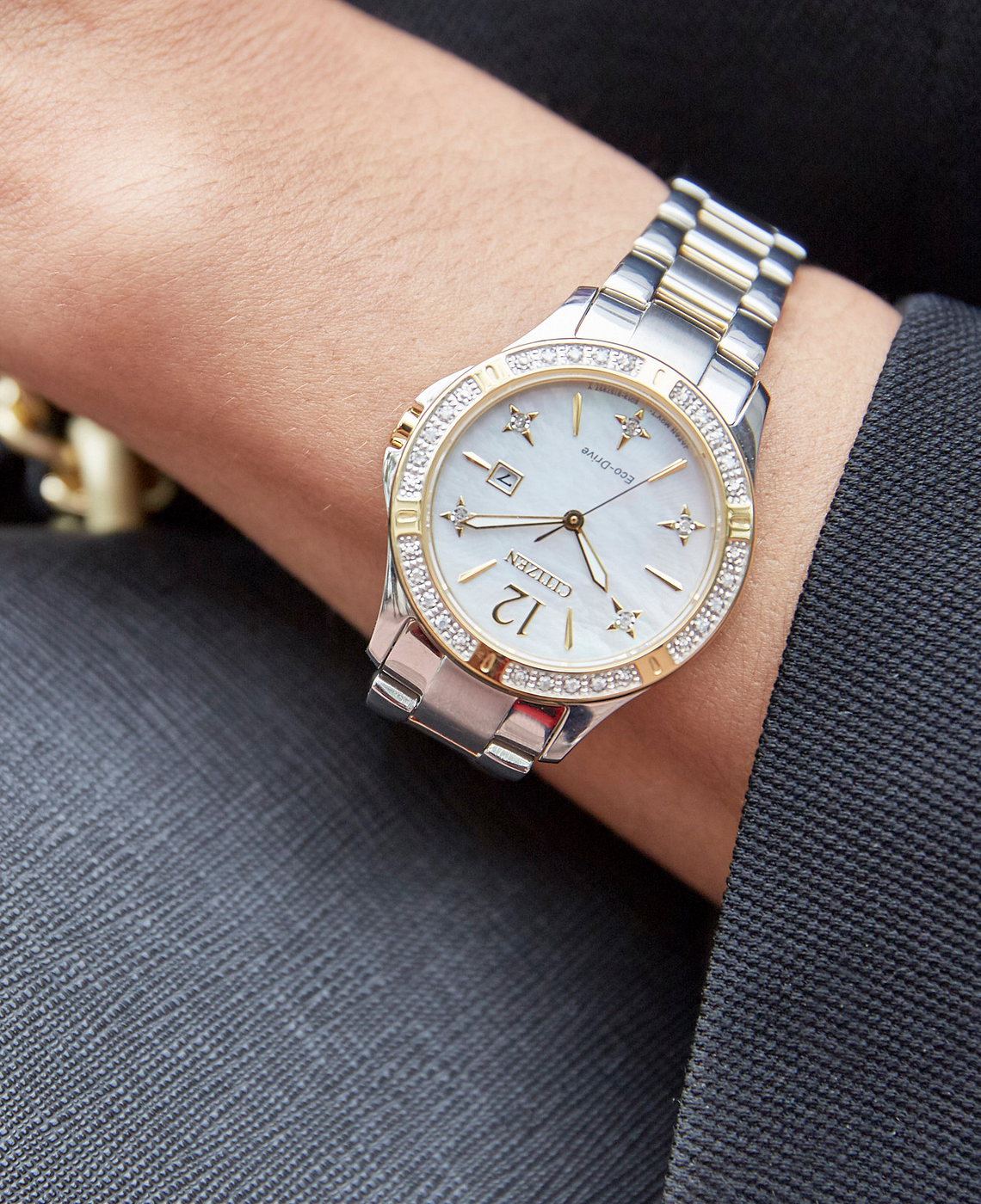 Elektra - Ladies Eco-Drive EW2514-59D Two-Tone Diamond Watch | Citizen