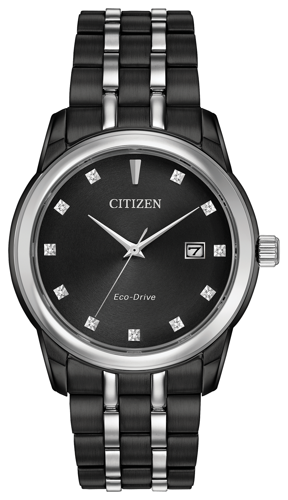 Corso - Men's Eco-Drive Black Two-Tone Silver Steel Date Watch | Citizen