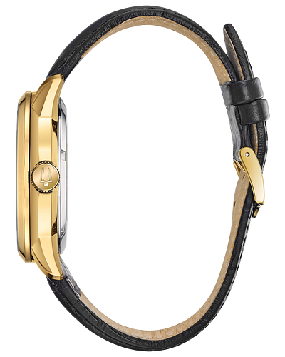 Bulova Sutton Men's Gold Case White Dial Leather Classic Watch | Bulova