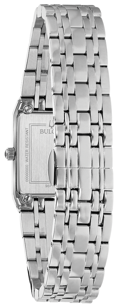 Bulova Quadra Black Dial Diamond Rectangular Steel Watch | Bulova