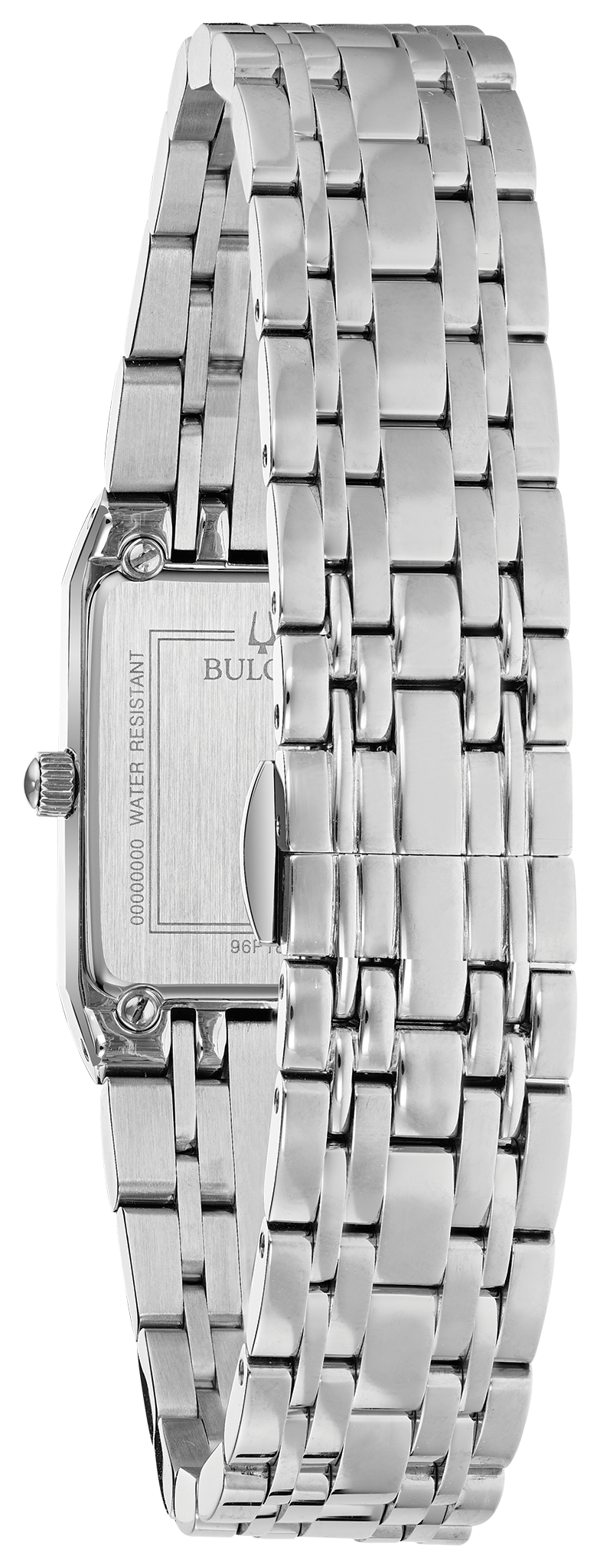 Bulova Quadra Black Dial Diamond Rectangular Steel Watch | Bulova