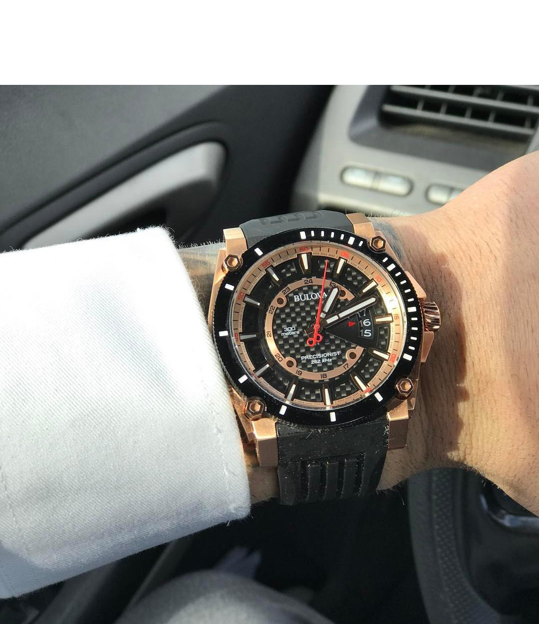 Bulova Precisionist Men's Rose Gold Black Dial Watch | Bulova