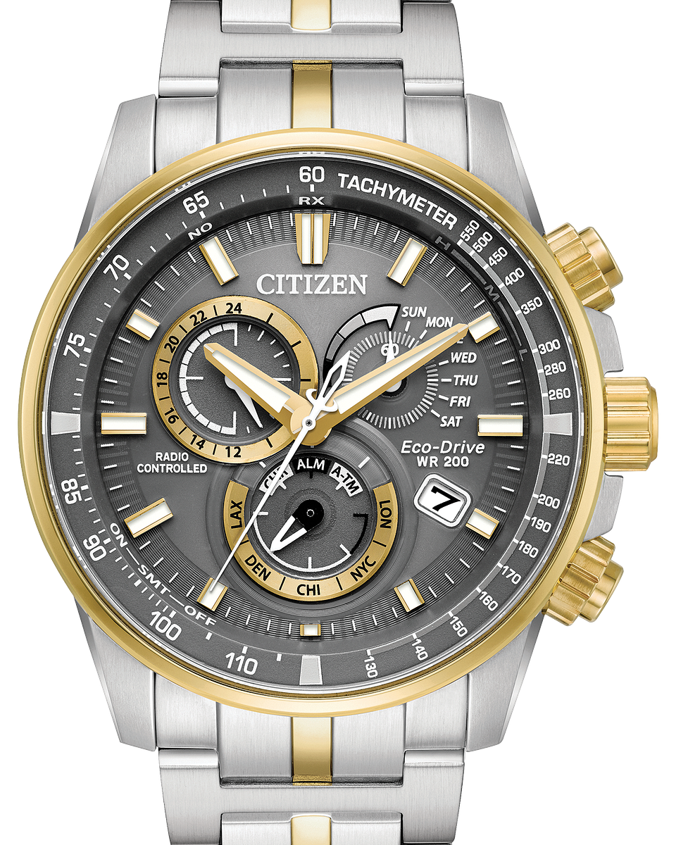 PCAT - Men's Eco-Drive AT4124-51H Two-Tone Silver Gold Watch | Citizen
