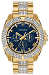 Bulova Octava Men's Gold Blue Dial Crystal Watch | Bulova