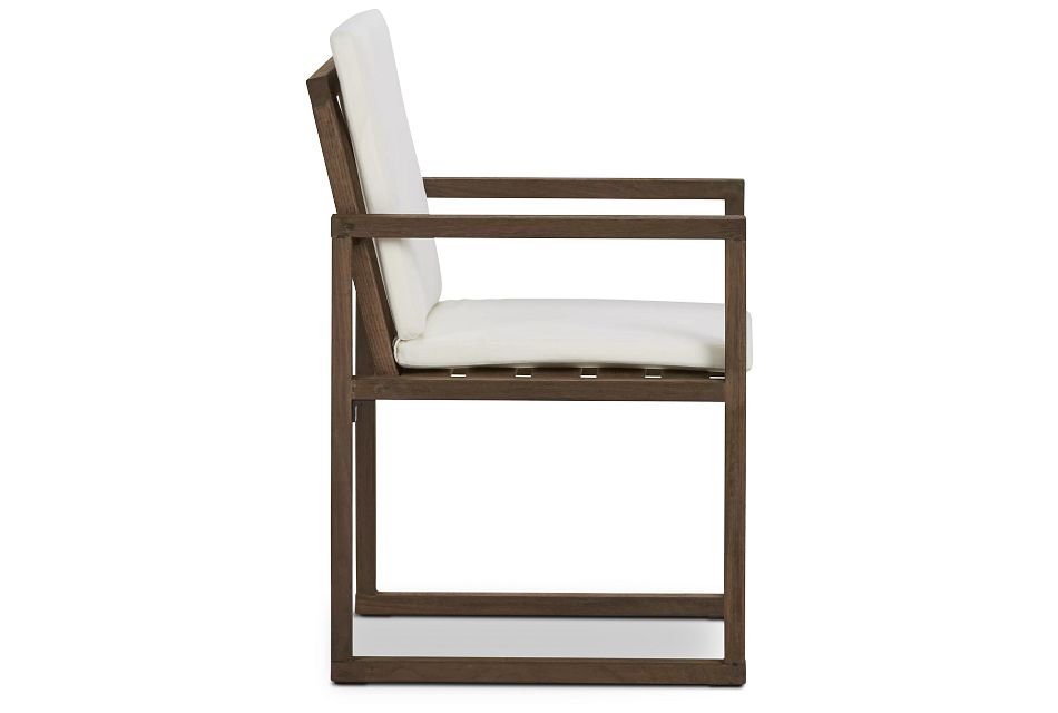 Linear Teak White Arm Chair