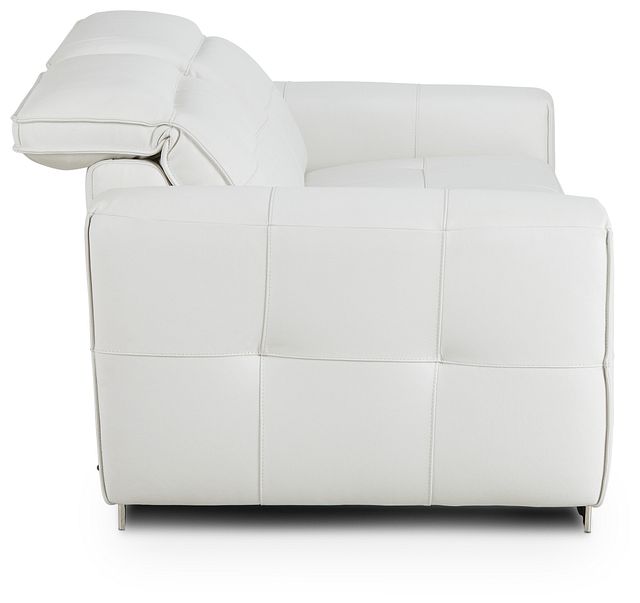 Reva White Leather Power Reclining Sofa