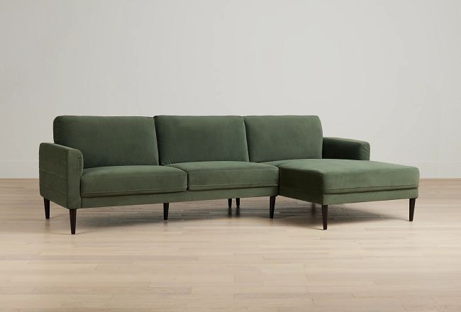 Nala Green Velvet Right Chaise Sectional