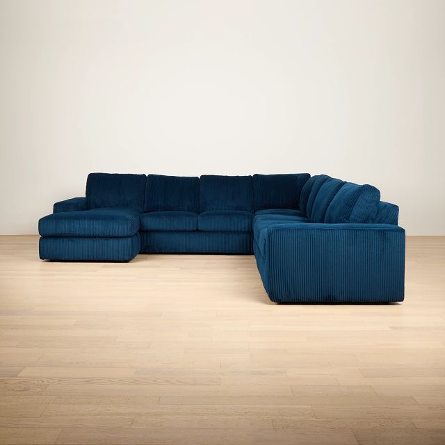 Charlie Dark Blue Fabric Large Left Chaise Sectional