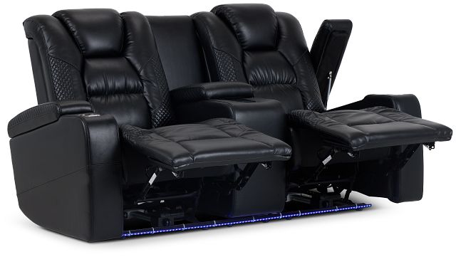 Troy Black Micro Power Reclining Console Loveseat (2)