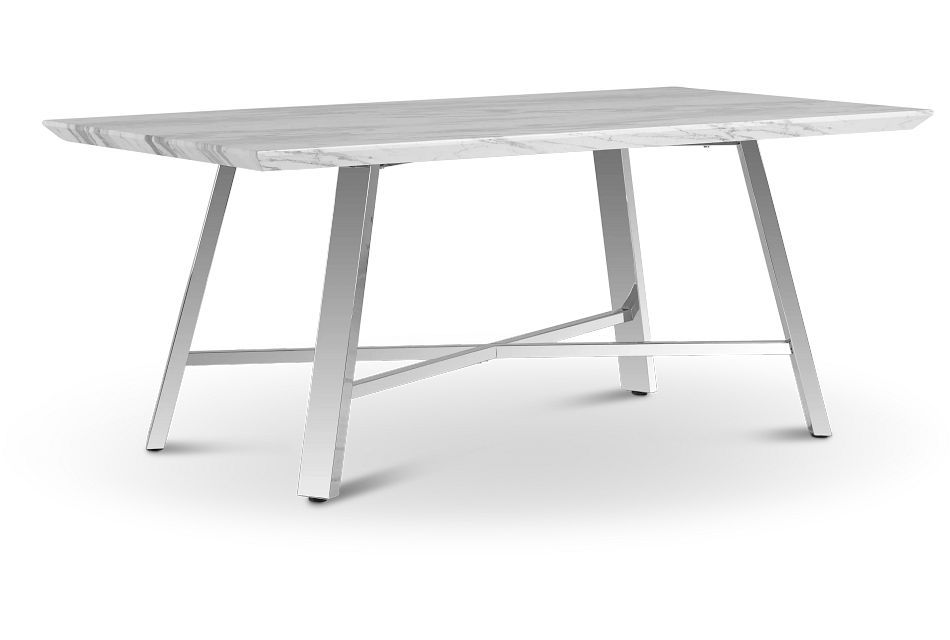 Capri White 70" Rectangular Table W/stainless Steel Legs