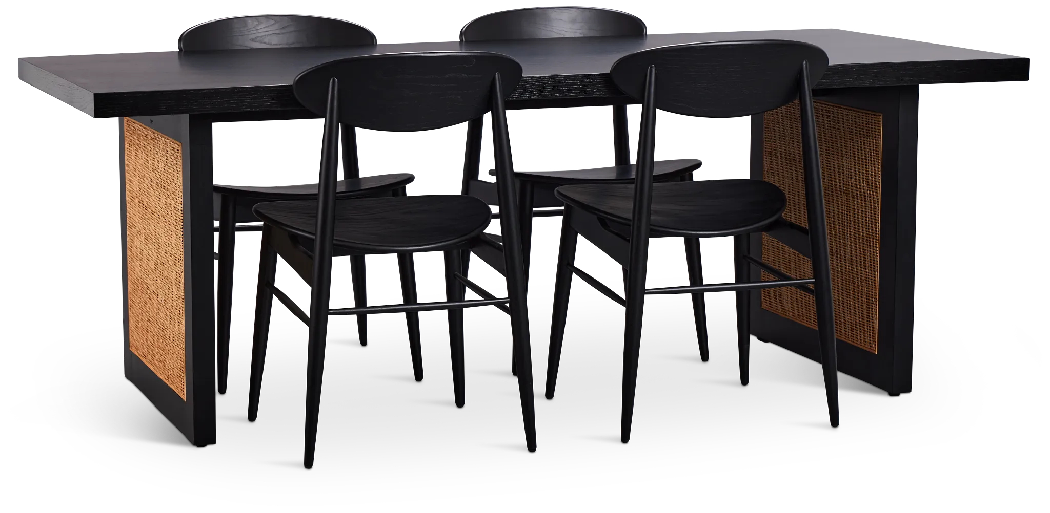Brisbane Black Rectangular Table & 4 Wood Chairs