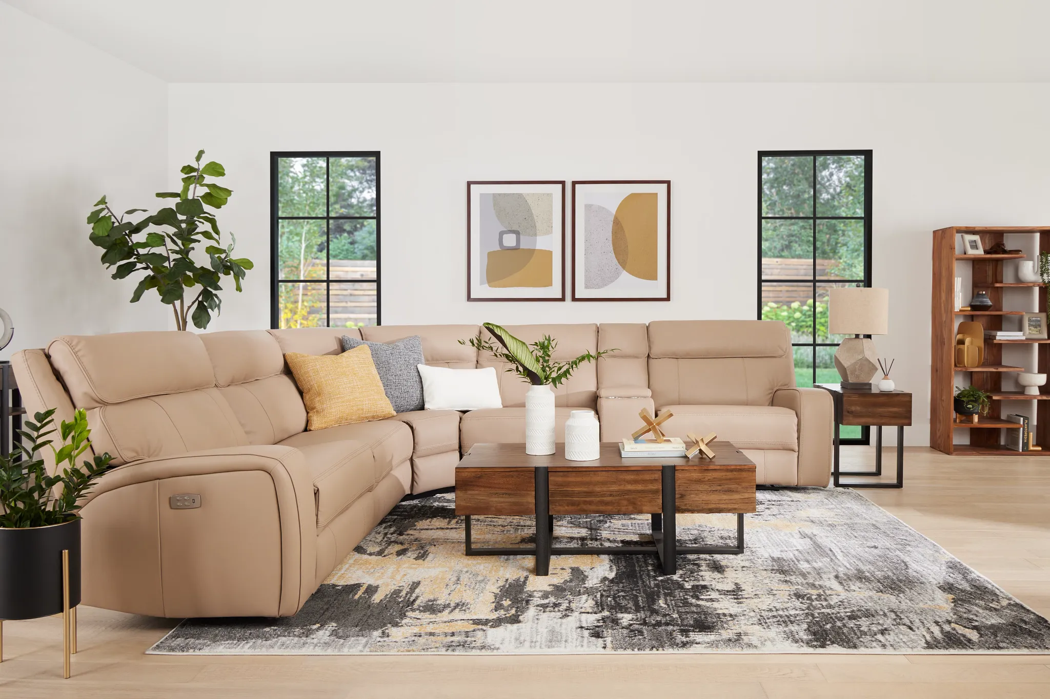 Rhett Taupe Micro Small Two-arm Manually Reclining Sectional