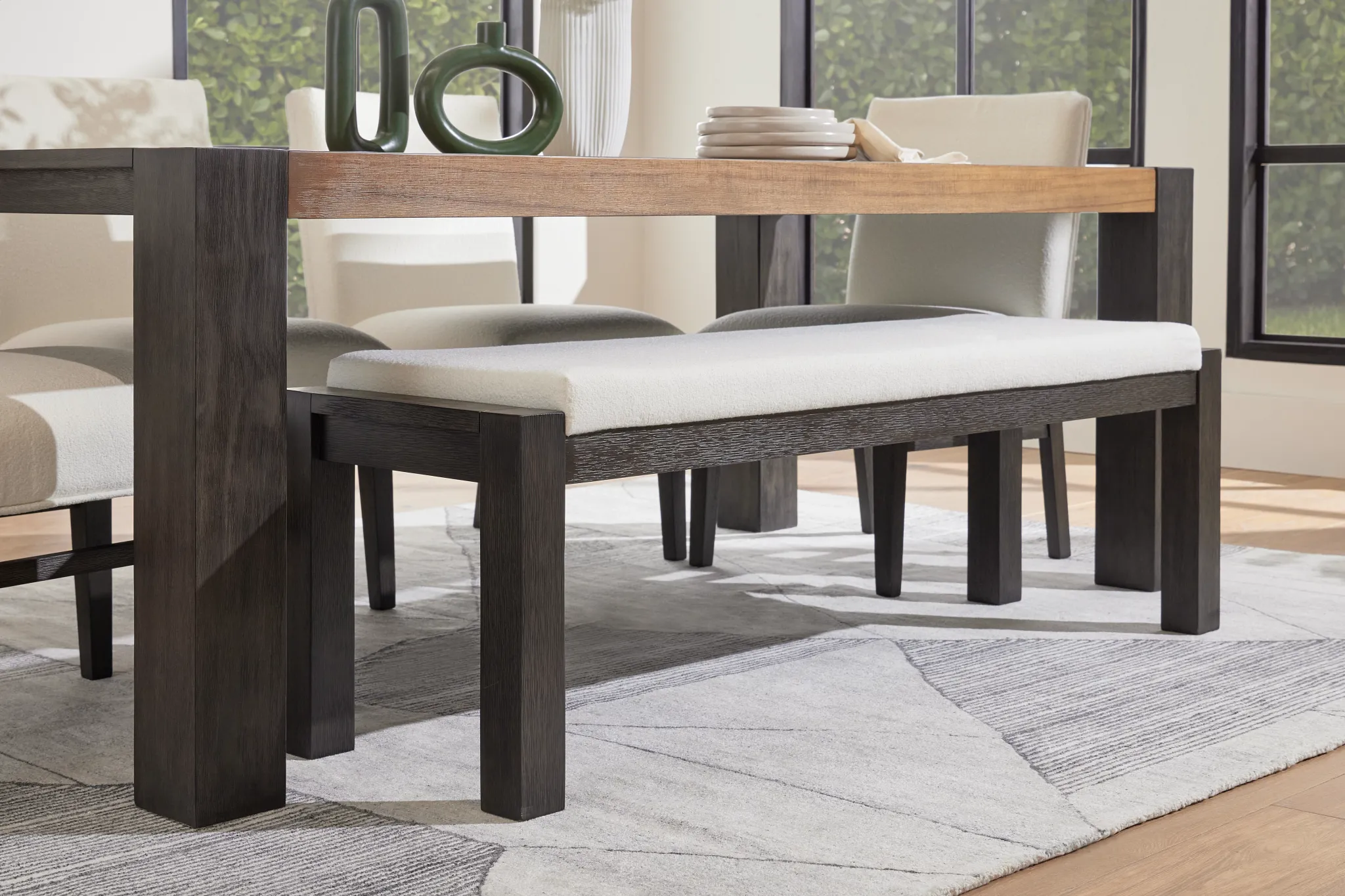 Jackson White Upholstered Dining Bench