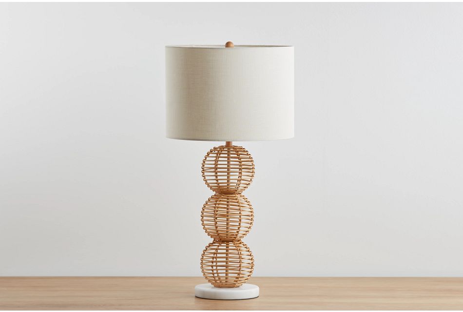 Bamboo Beige Rattan Table Lamp, (0)