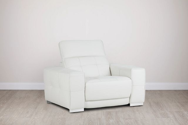 Reva White Leather Power Recliner With Power Headrest (4)