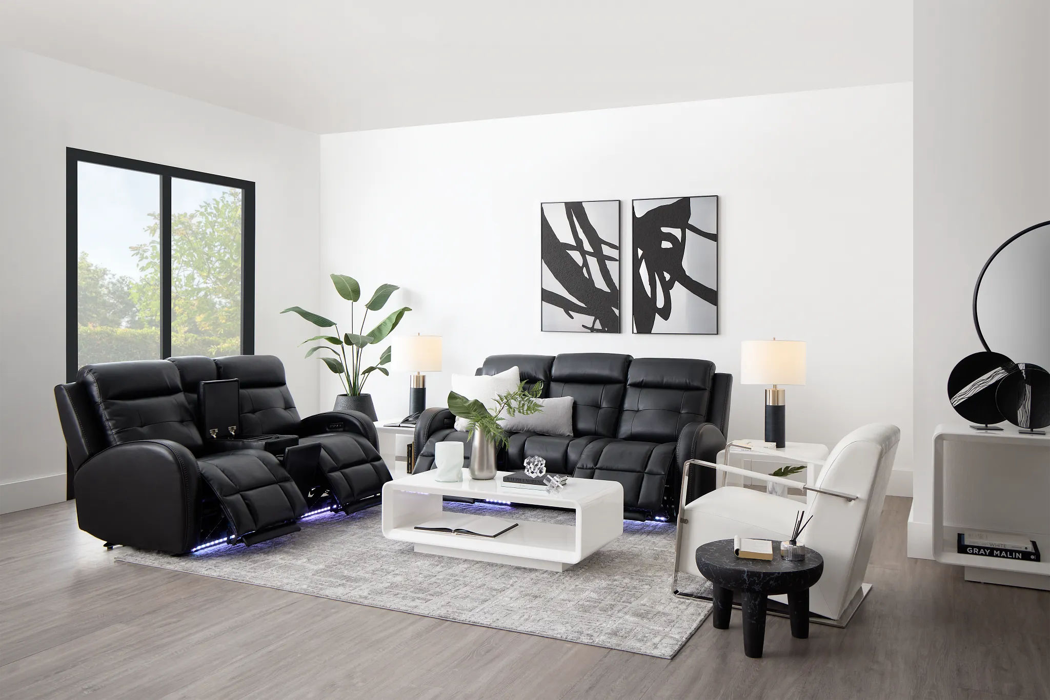 Omega Black Micro Power Reclining Sofa