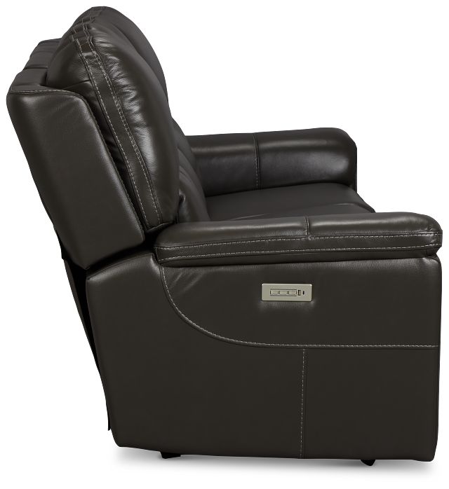 Fallon Dark Gray Lthr/vinyl Power Reclining Sofa W/ Massage