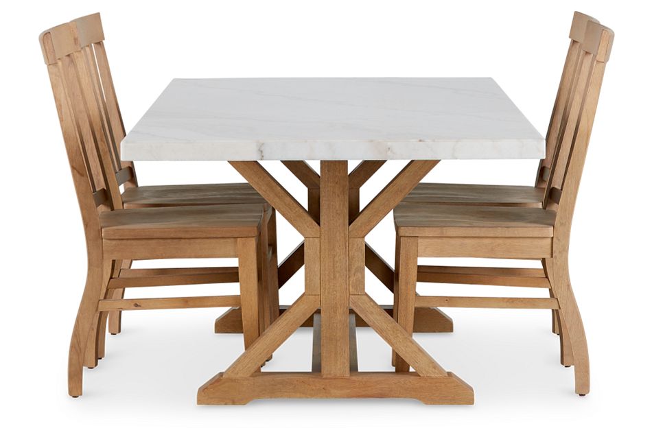 Somerset Light Tone Marble Rectangular Table & 4 Wood Chairs, %%bed_Size%% (3)