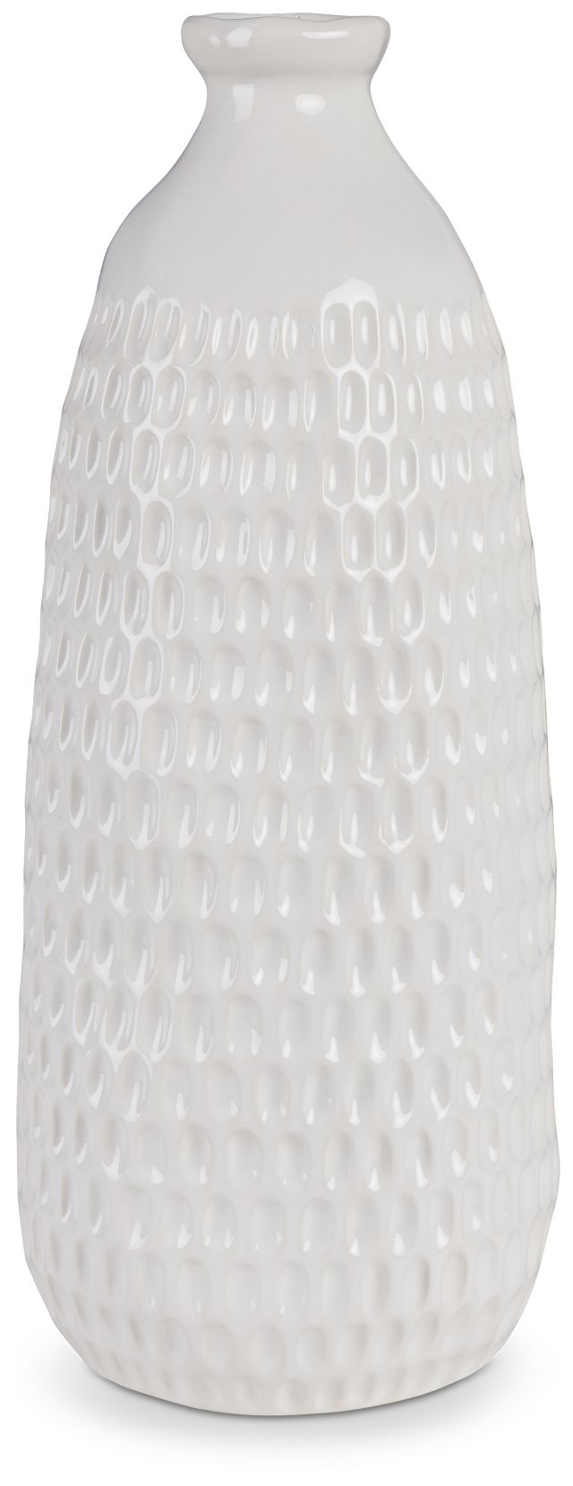 Dimpled White Large Vase