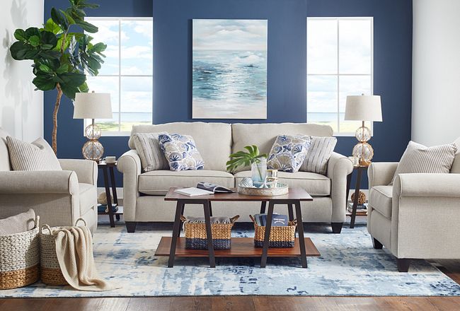 Cameron Beige Fabric Sofa