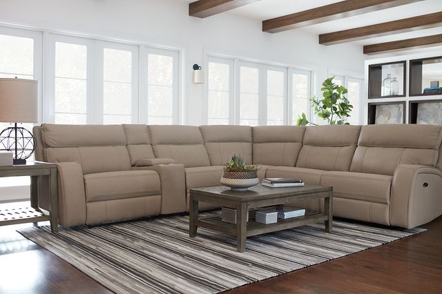Rhett Taupe Micro Small Two-arm Power Reclining Sectional