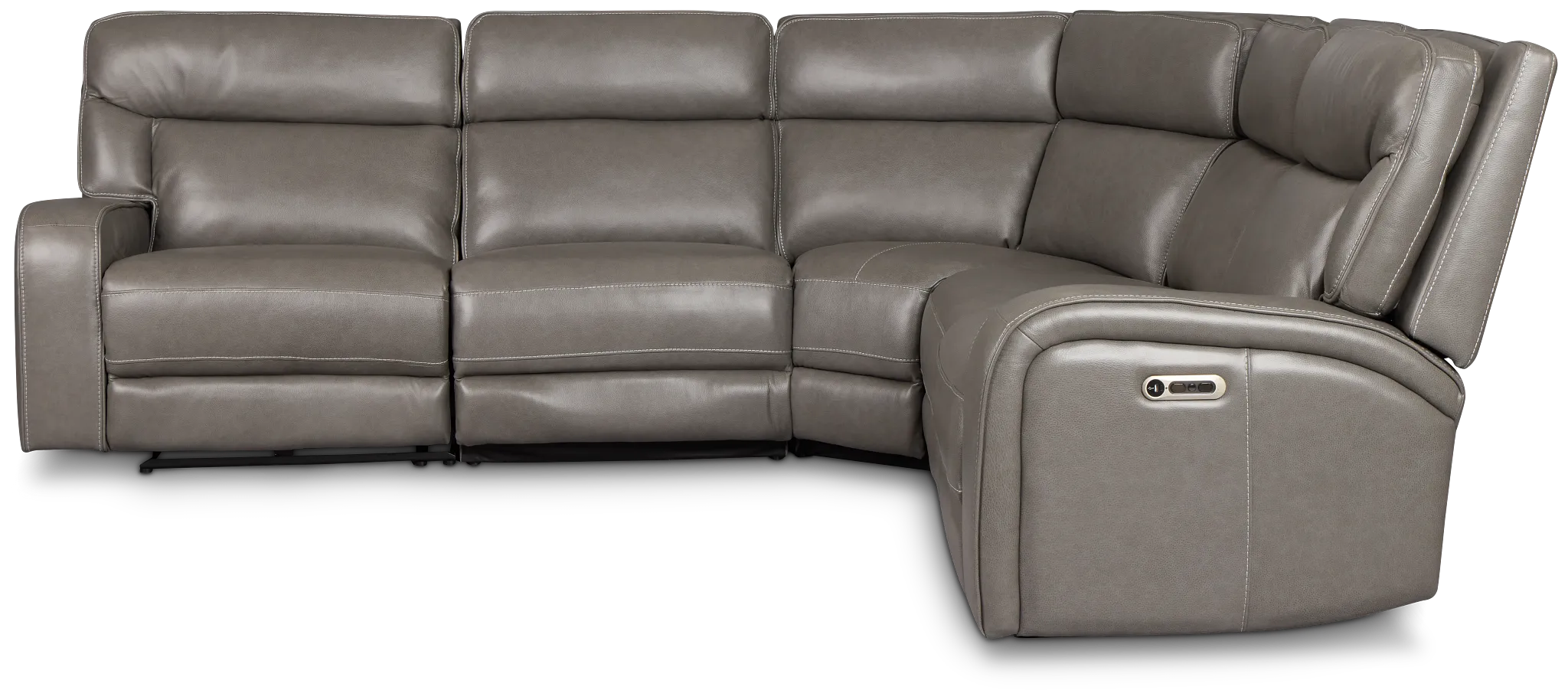 Jasper Gray Leather Small Two-arm Power Reclining Sectional