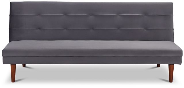 Ellie Dark Gray Velvet Sofa Futon