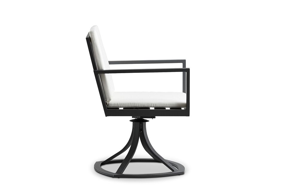 Linear Dark Gray White Swivel Arm Chair, (1)