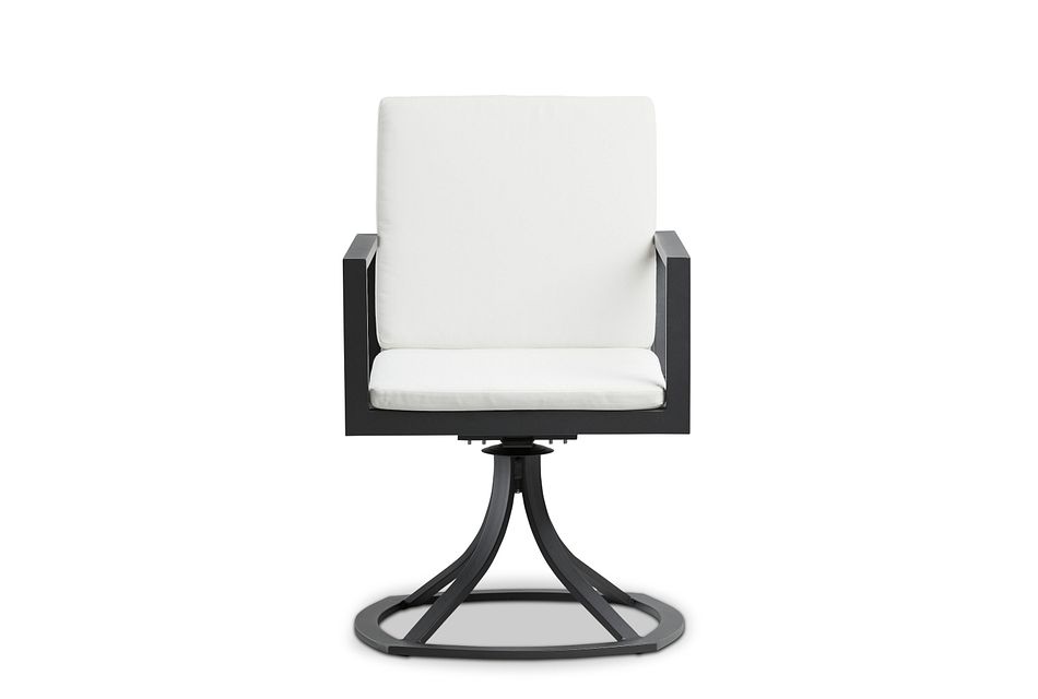Linear Dark Gray White Swivel Arm Chair, (2)
