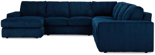 Charlie Dark Blue Fabric Large Left Chaise Sectional