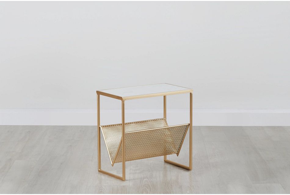 Gazette Gold Marble Magazine Rack