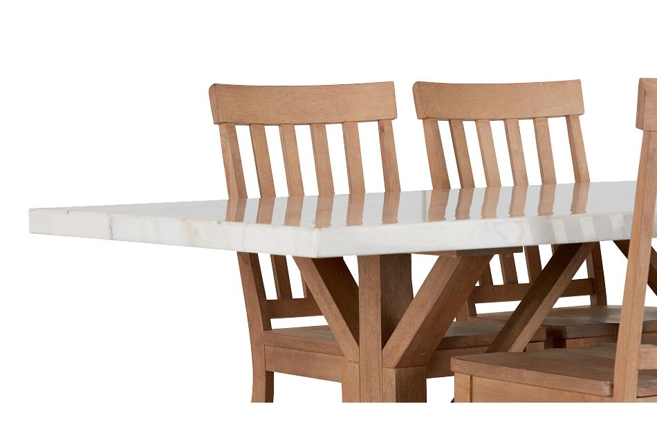 Somerset Light Tone Marble Rectangular Table & 4 Wood Chairs