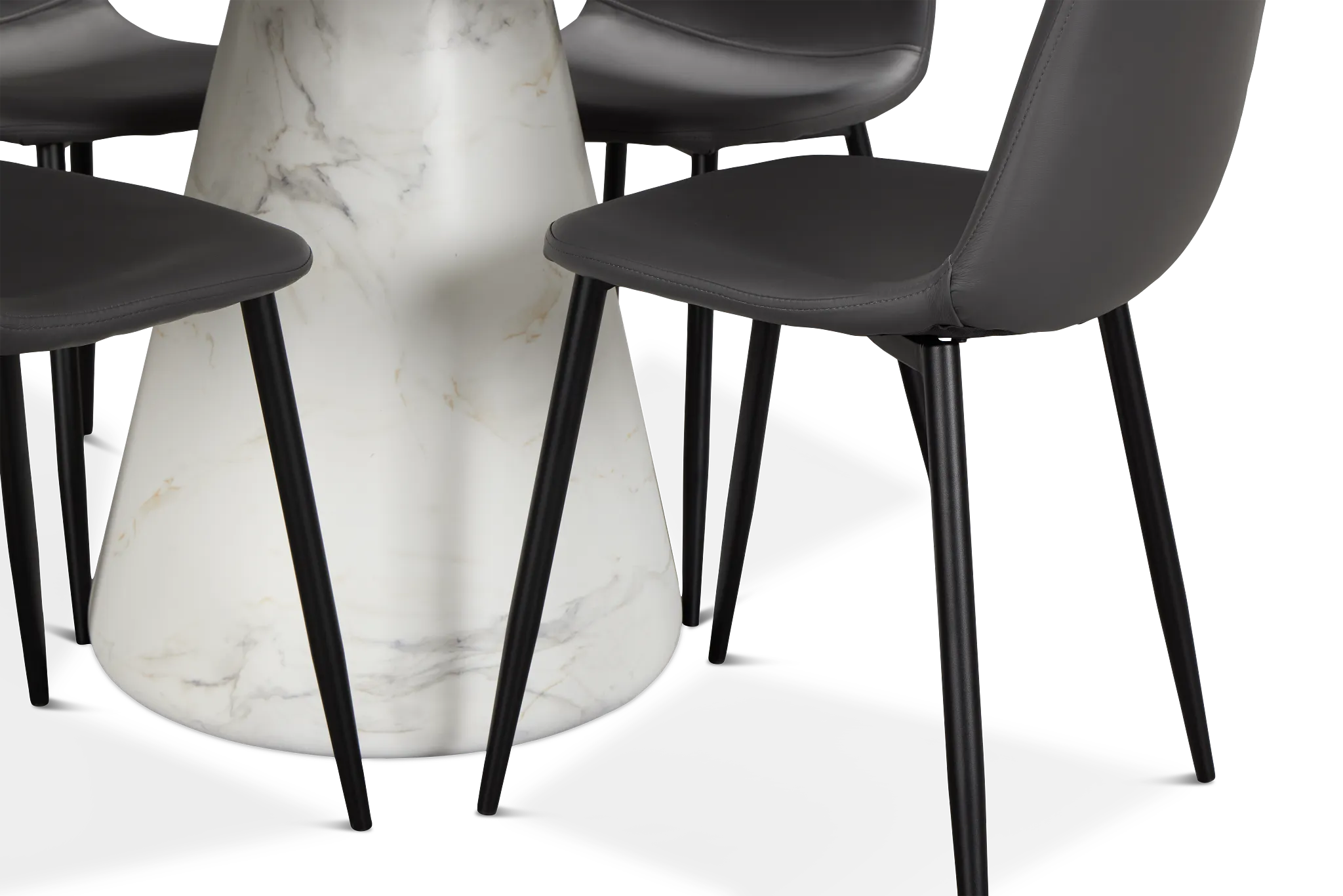 Merrick White Round Table & 4 Upholstered Chairs