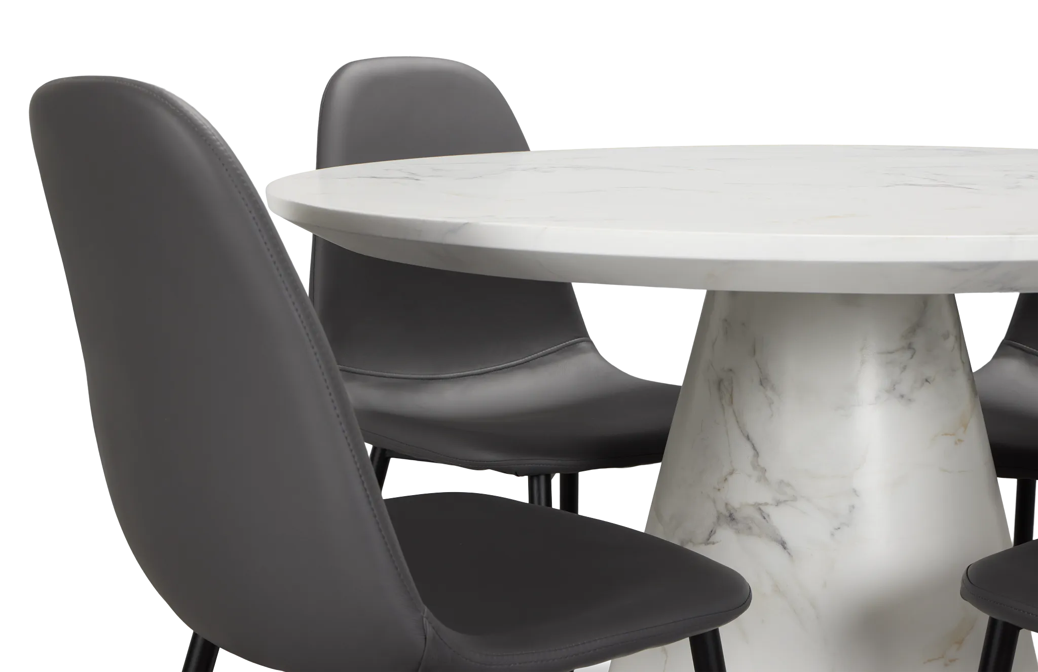 Merrick White Round Table & 4 Upholstered Chairs