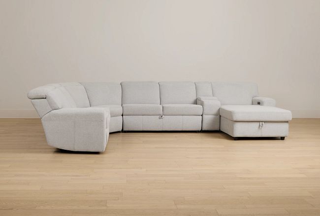 Callum Light Gray Storage Medium Right Triple Power Chaise Sleeper ...