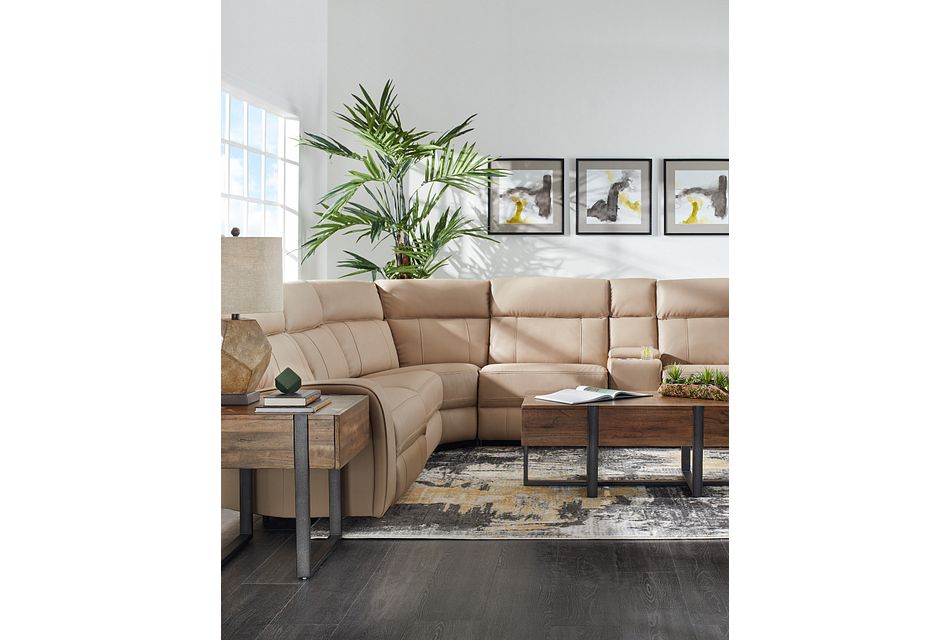 Rhett Taupe Micro Small Triple Power Reclining Two-arm Sectional