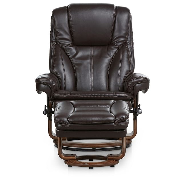 Perkins Dark Brown Micro Recliner & Ottoman (5)