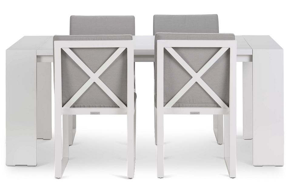 Linear White Dark Gray 70" Aluminum Table & 4 Cushioned Side Chairs