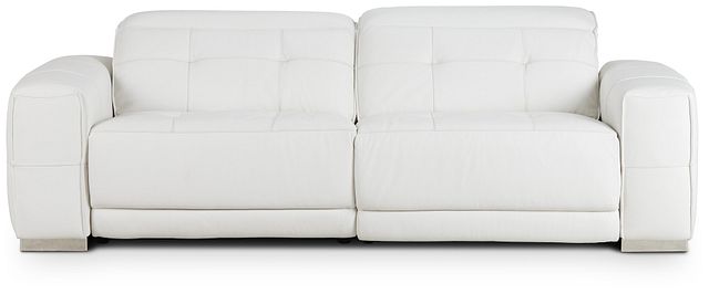 Reva White Leather Power Reclining Sofa
