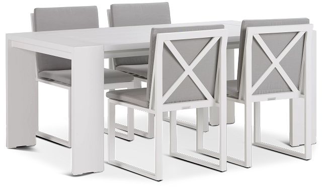 Linear White Dark Gray 70" Aluminum Table & 4 Cushioned Side Chairs (1)