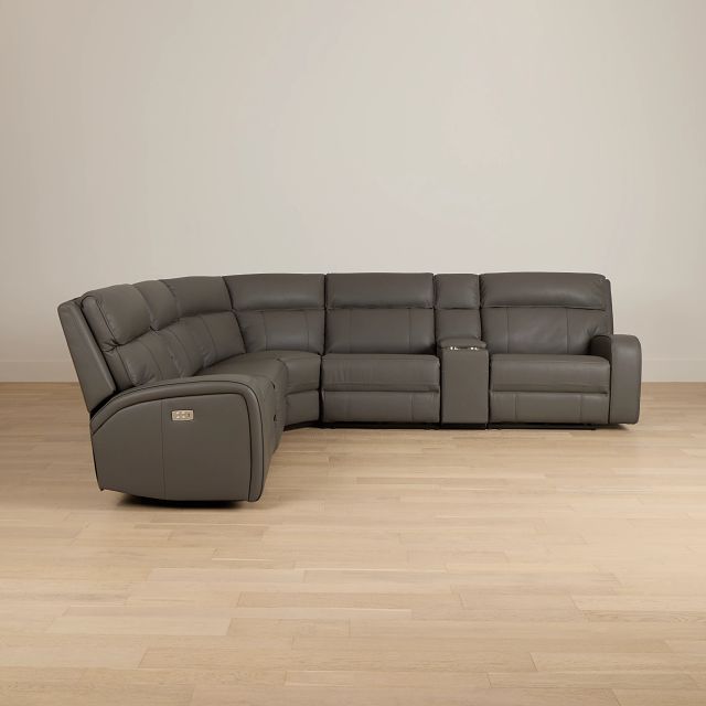 Rhett Gray Micro Small Triple Power Reclining Two-arm Sectional
