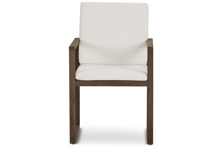 Linear Teak White Arm Chair